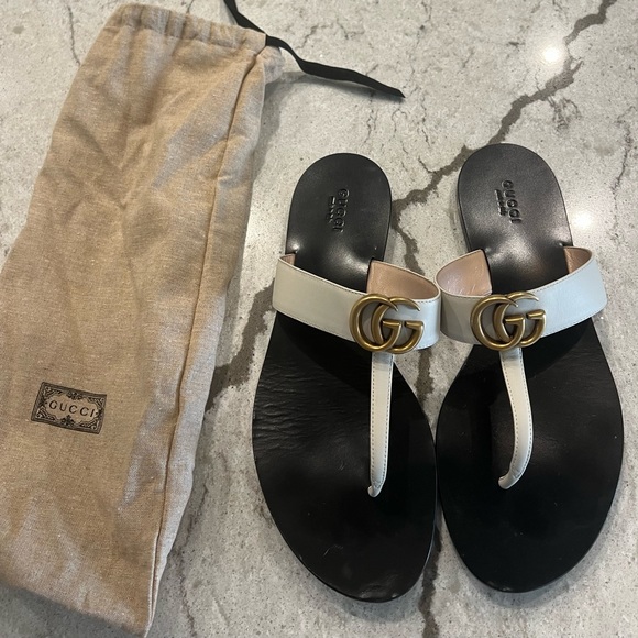 Gucci | Shoes | Gucci Thong Sandal With Double G White Womens Size Us ...